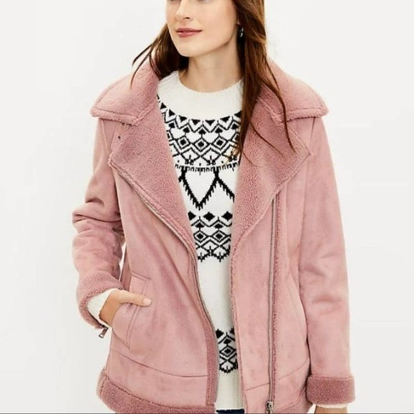 LOFT | Jackets & Coats | Lover Vibes Loft Faux Suede And Sherpa Moto ...